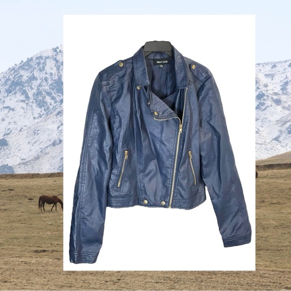 New Look | Jackets & Coats | New Look Navy Faux Leather Polyurethane ...